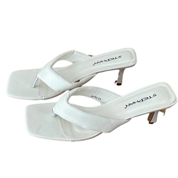 Stephan | Shoes | Stephan White Kitten Heel Sandals Size Eu4 | Poshmark